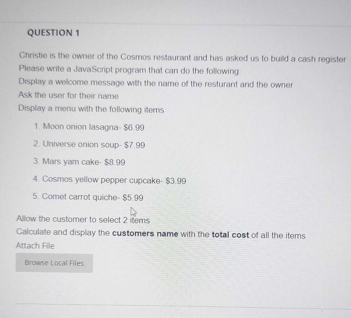 Solved QUESTION 1 Christie is the owner of the Cosmos | Chegg.com