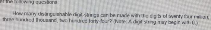 Solved er the following questions. How many distinguishable | Chegg.com