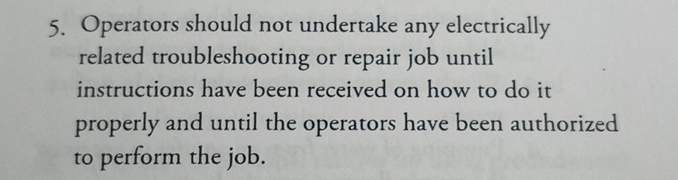 Solved Operators should not undertake any electrically | Chegg.com