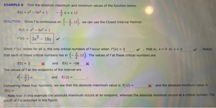 Solved EXAMPLE 8 Find the absolute maximum and minimum | Chegg.com