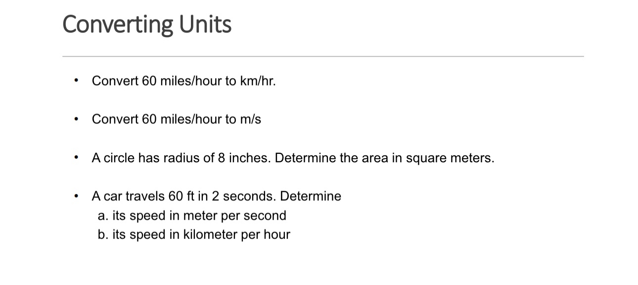 Solved Converting UnitsConvert 60 ﻿miles/hour to | Chegg.com