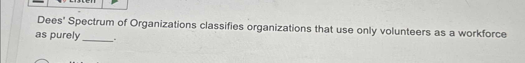 Solved Dees' Spectrum of Organizations classifies | Chegg.com