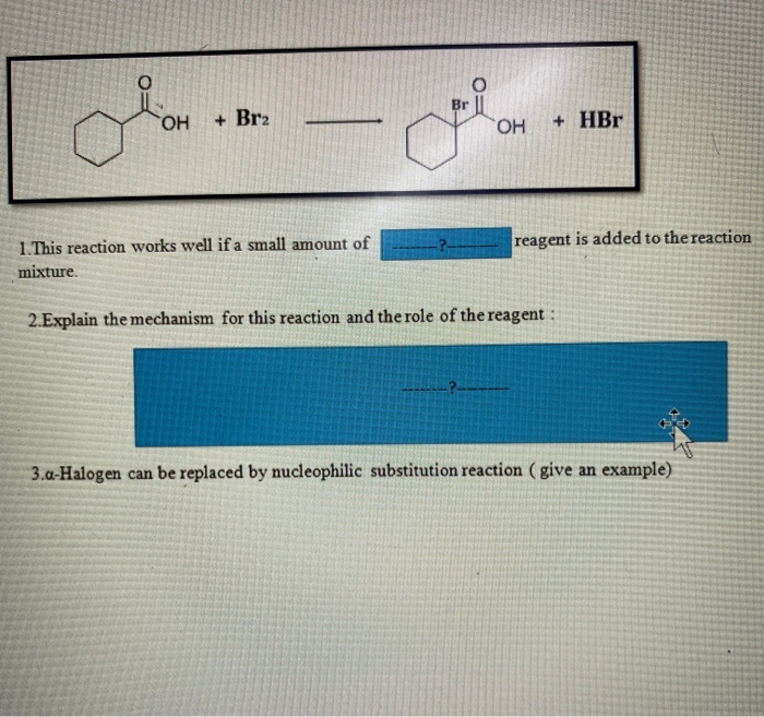 Solved OH + Br2 OH + HBr reagent is added to the reaction 1. | Chegg.com