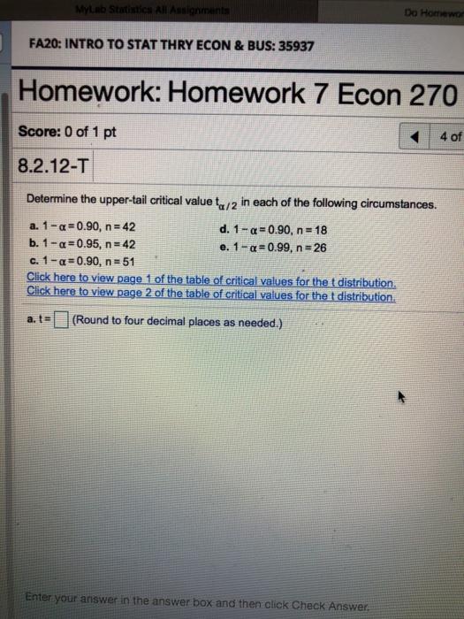 Solved MyLab Statistics All Assignments Do Homewer FA20: | Chegg.com