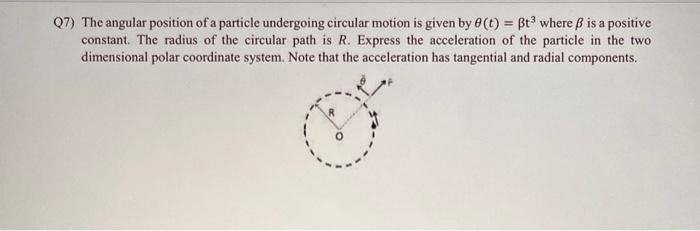 Solved 7) The angular position of a particle undergoing | Chegg.com