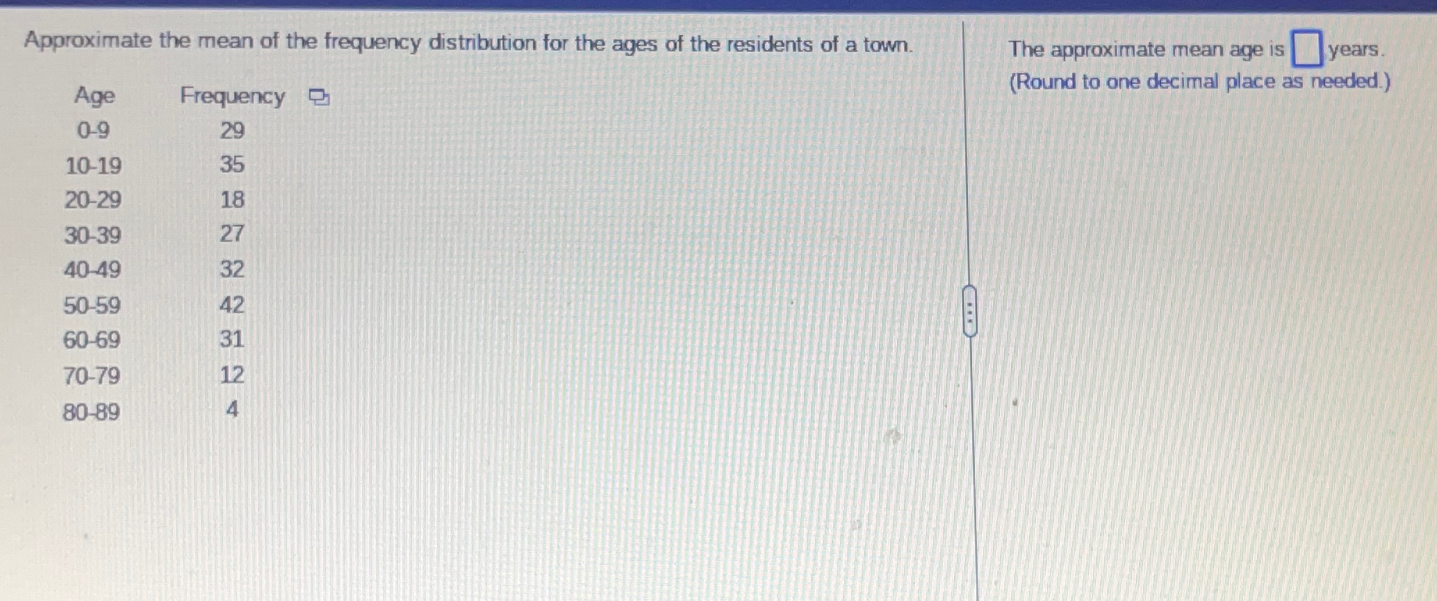 Solved Approximate the mean of the frequency distribution | Chegg.com