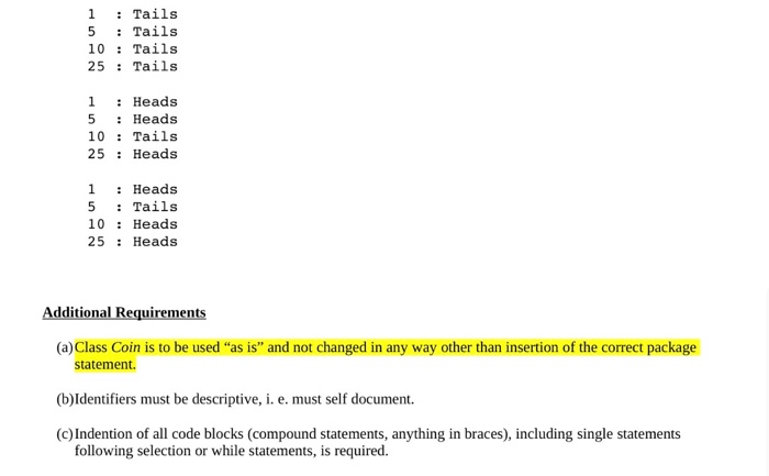 Solved **HERE IS THE GIVEN CLASS COIN.JAVA** **JUST COPY AND | Chegg.com