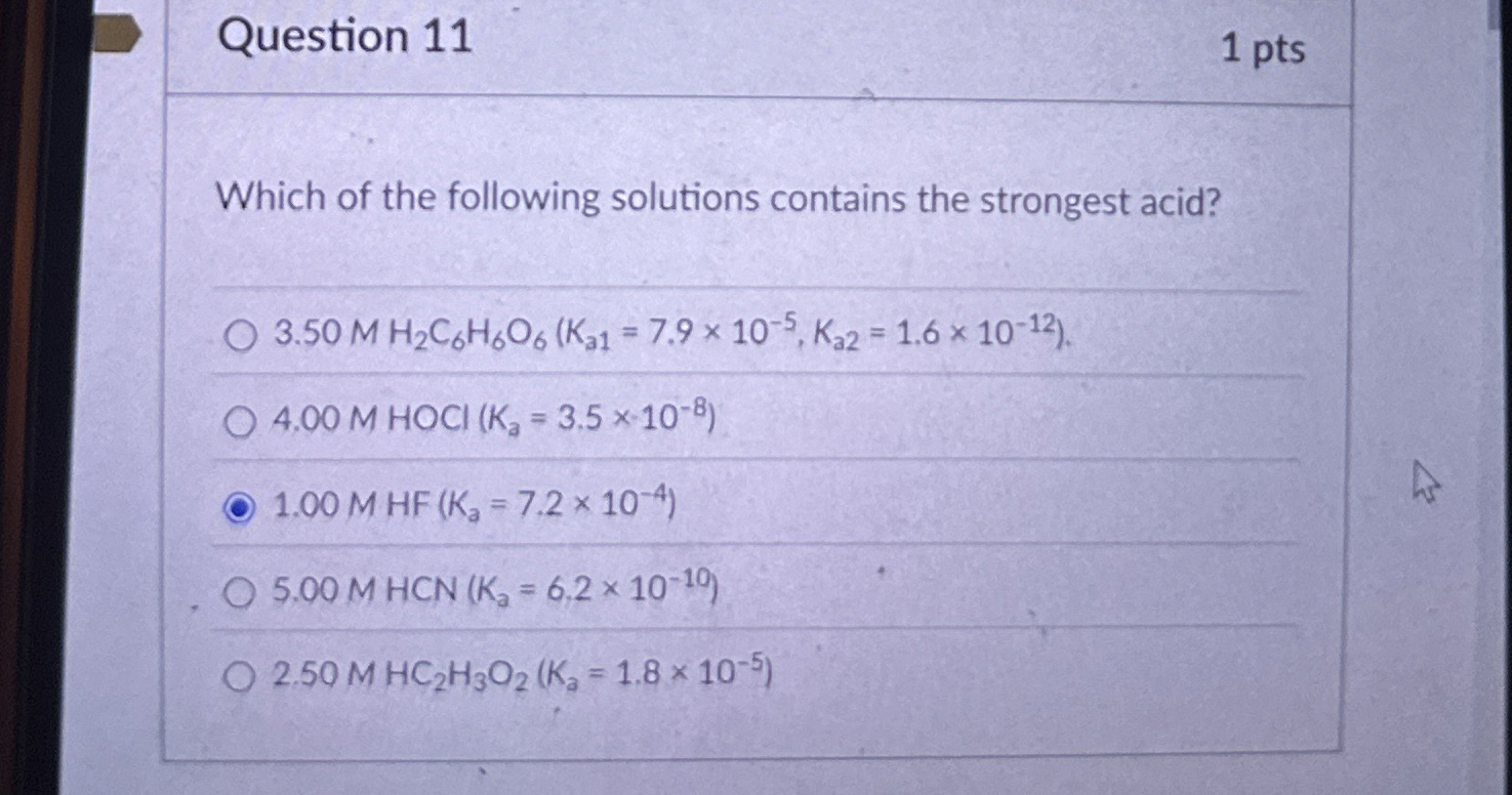 Solved Question 111 ﻿ptsWhich of the following solutions | Chegg.com