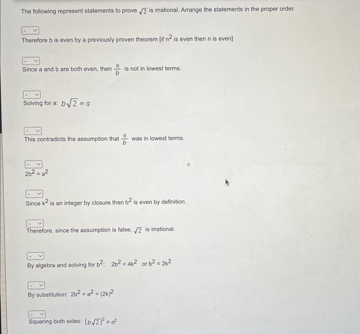 The following represent statements to prove 2 is | Chegg.com