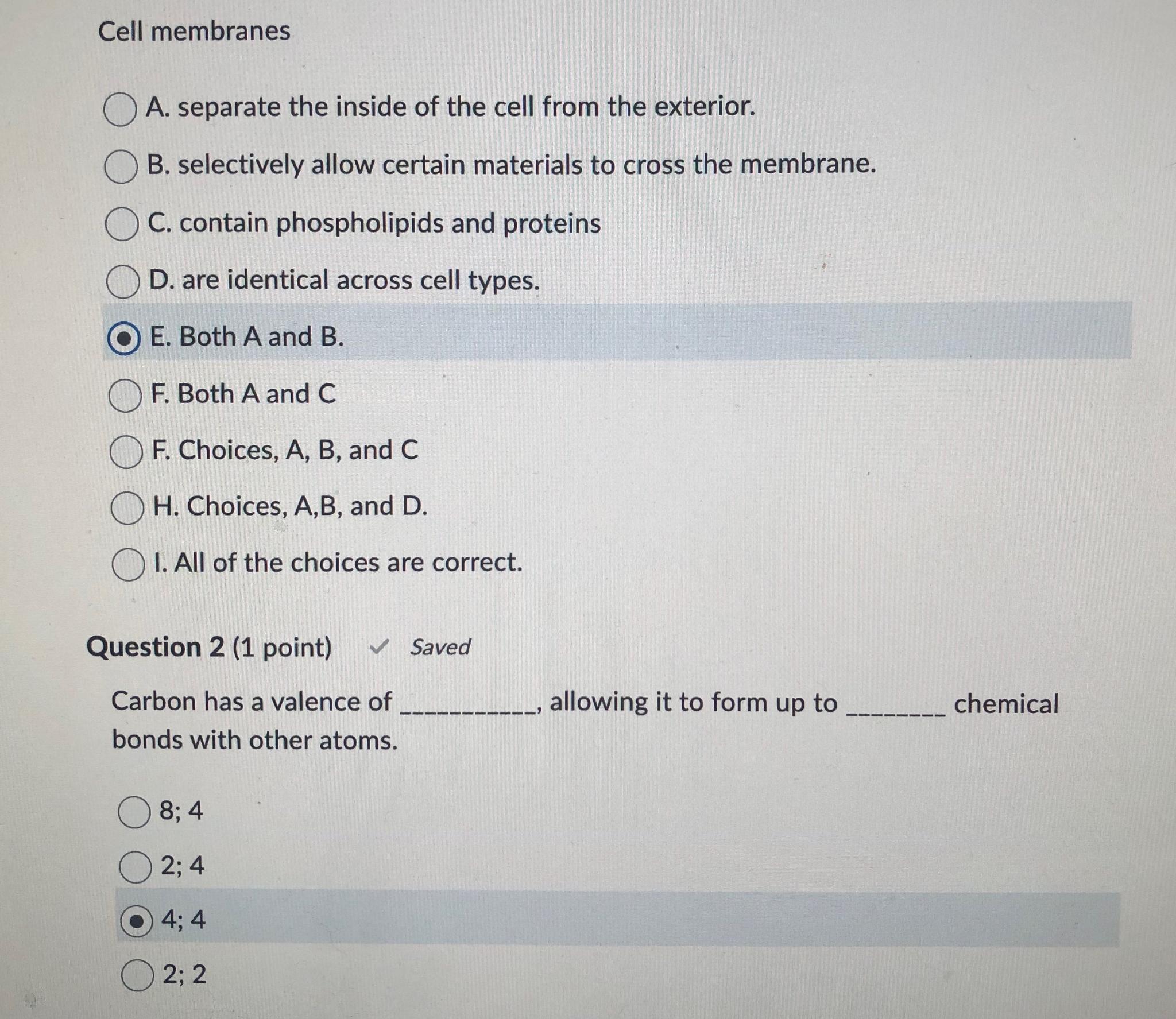 Solved Cell membranesA. ﻿separate the inside of the cell | Chegg.com