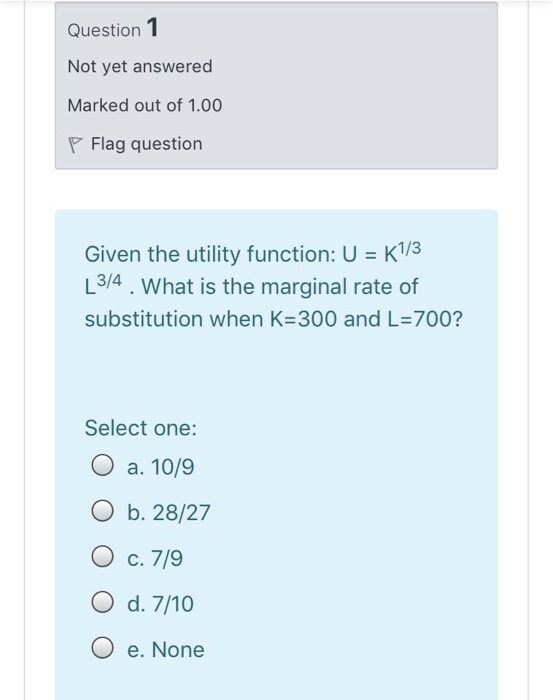Solved Question 1 Not yet answered Marked out of 1.00 P Flag | Chegg.com Solved Question 1 Not yet answered Marked out of 1.00 P Flag | Chegg.com