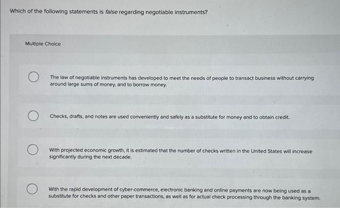 Solved Which of the following statements is false regarding | Chegg.com