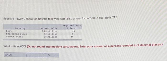 Solved Reactive Power Generation has the following capital | Chegg.com