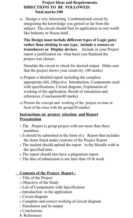 Solved Project Ideas and Requirements DIRECTIONS TO BE | Chegg.com