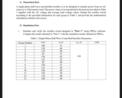 Solved Theoretical PartA single-phase half-wave uncontrolled | Chegg.com
