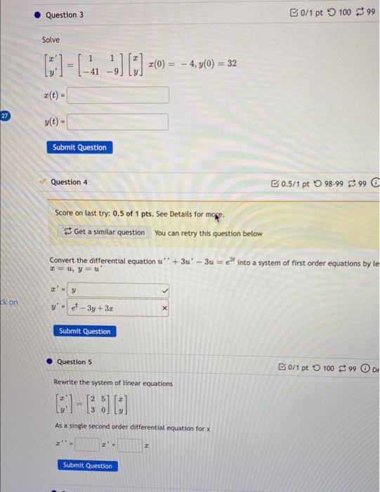 Solved Solve the system of differential equations | Chegg.com