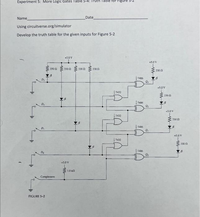 Solved Name Date Using circuitverse.org/simulator Develop | Chegg.com