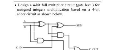Solved Design a 4-bit full multiplier circuit (gate level) | Chegg.com