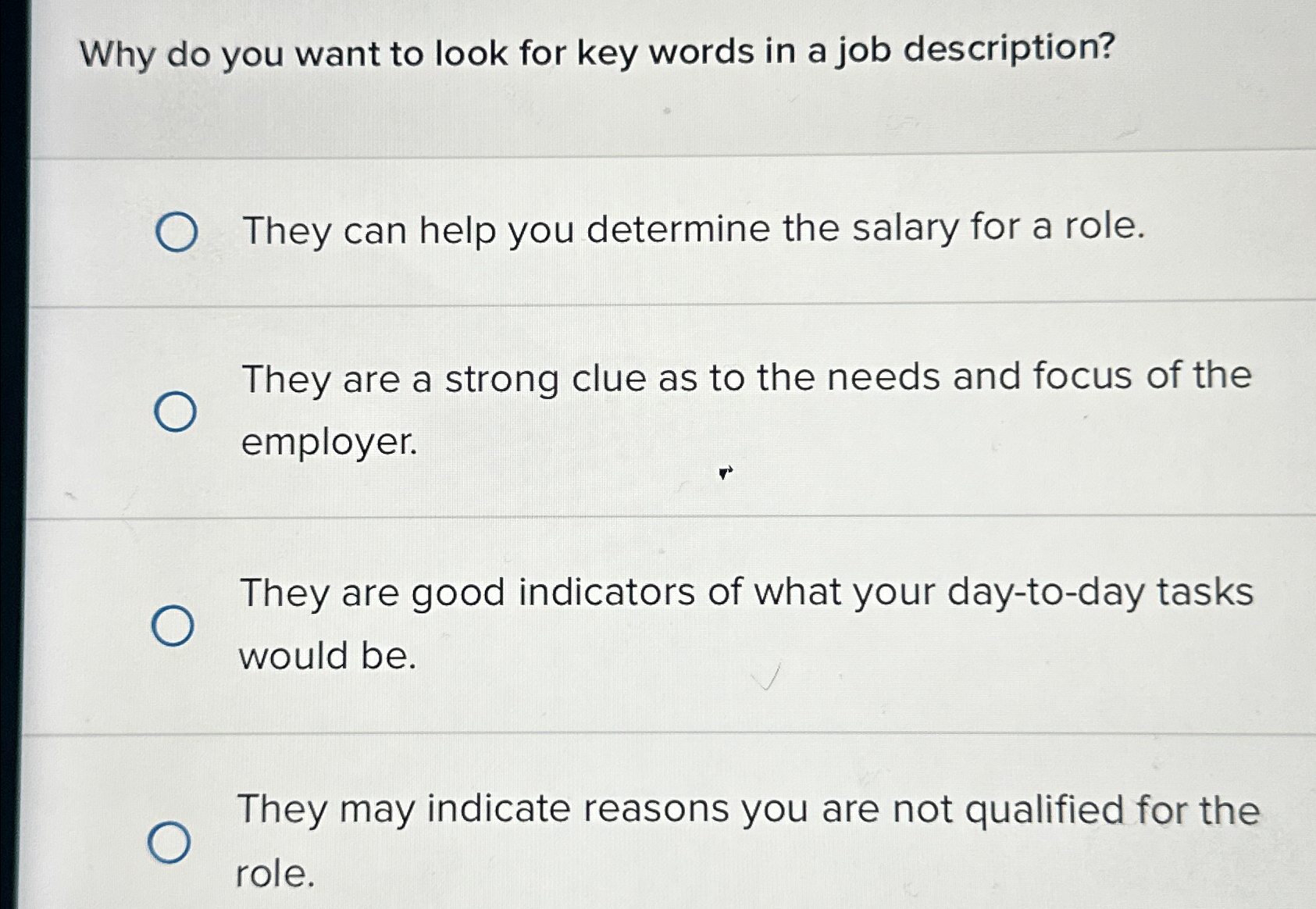 Solved Why do you want to look for key words in a job | Chegg.com