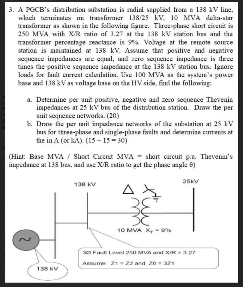 Solved A PGCB's distribution substation is radial supplied | Chegg.com
