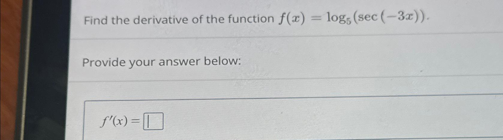 Solved Find the derivative of the function | Chegg.com
