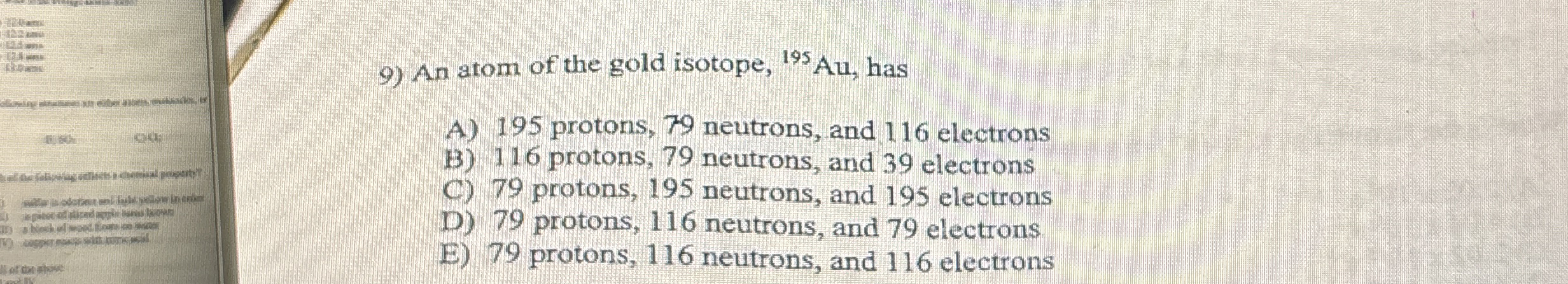 Solved An atom of the gold isotope, ?195Au, ﻿hasA) 195 | Chegg.com
