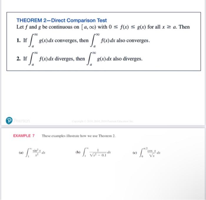 Solved THEOREM 2-Direct Comparison Test Let f and g be | Chegg.com