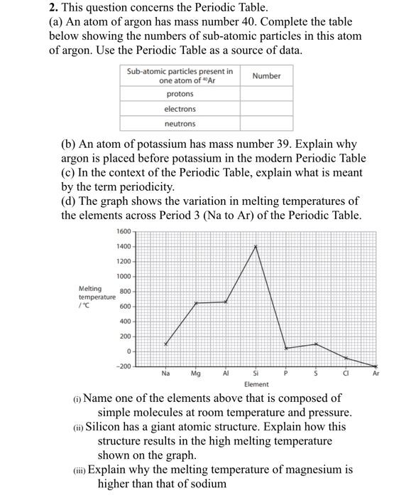 Solved 2. This question concerns the Periodic Table. (a) An | Chegg.com