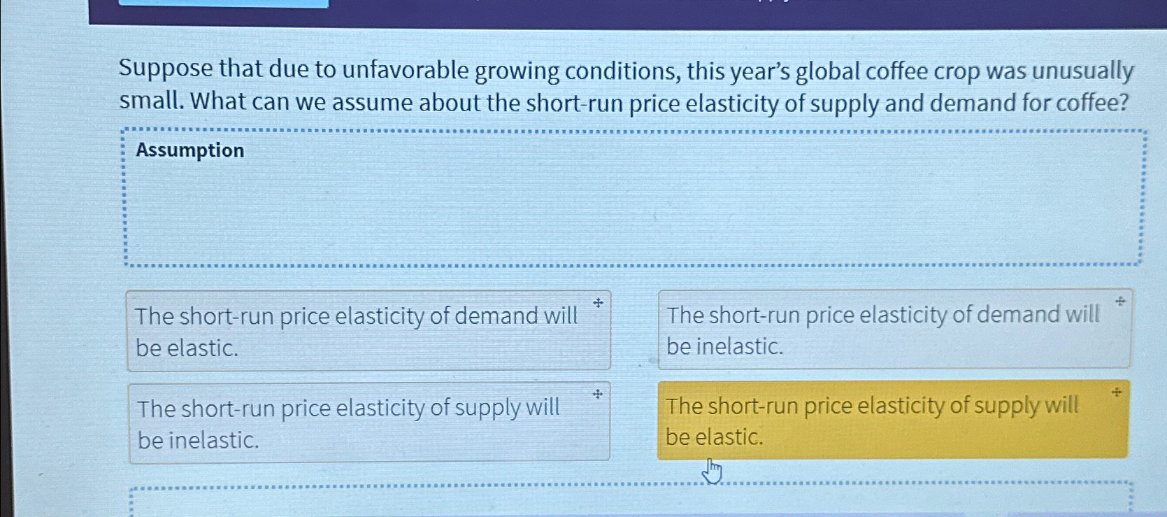 Solved Suppose that due to unfavorable growing conditions, | Chegg.com