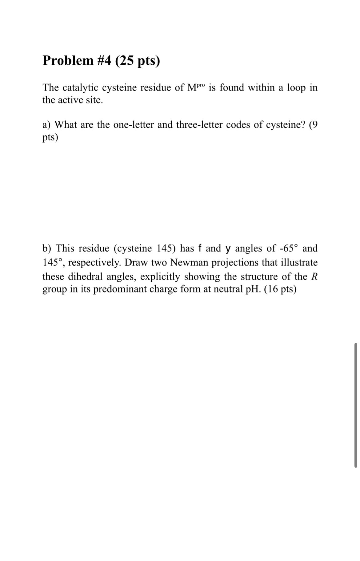 Solved Problem #4 (25 ﻿pts)The catalytic cysteine residue of | Chegg.com