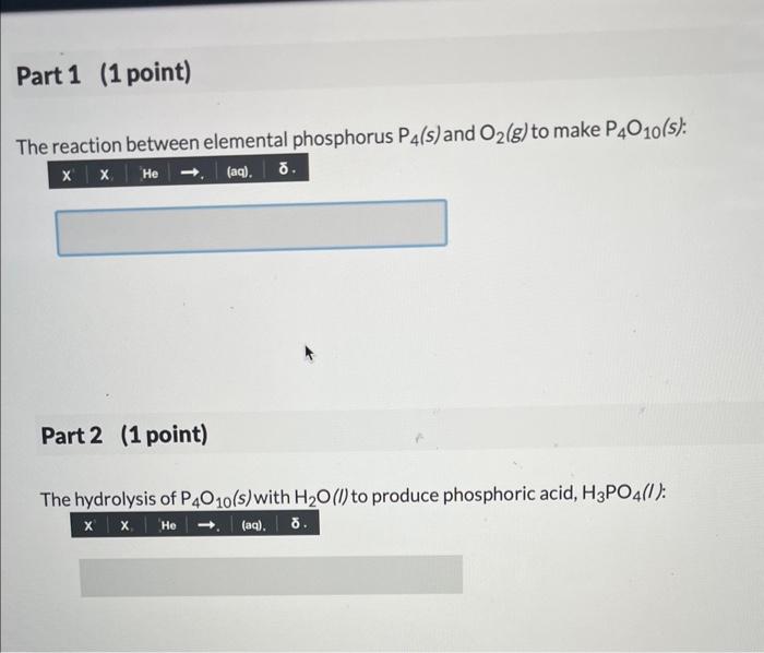 Solved The reaction between elemental phosphorus P4( s) and | Chegg.com