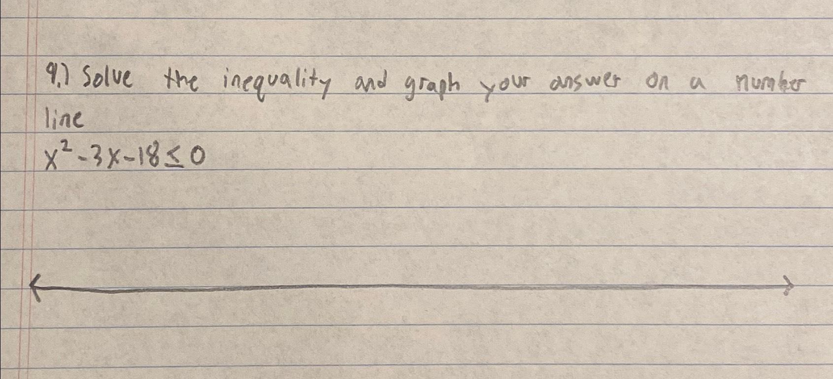 Solved 9.) ﻿Solve the inequality and graph your answer on a | Chegg.com