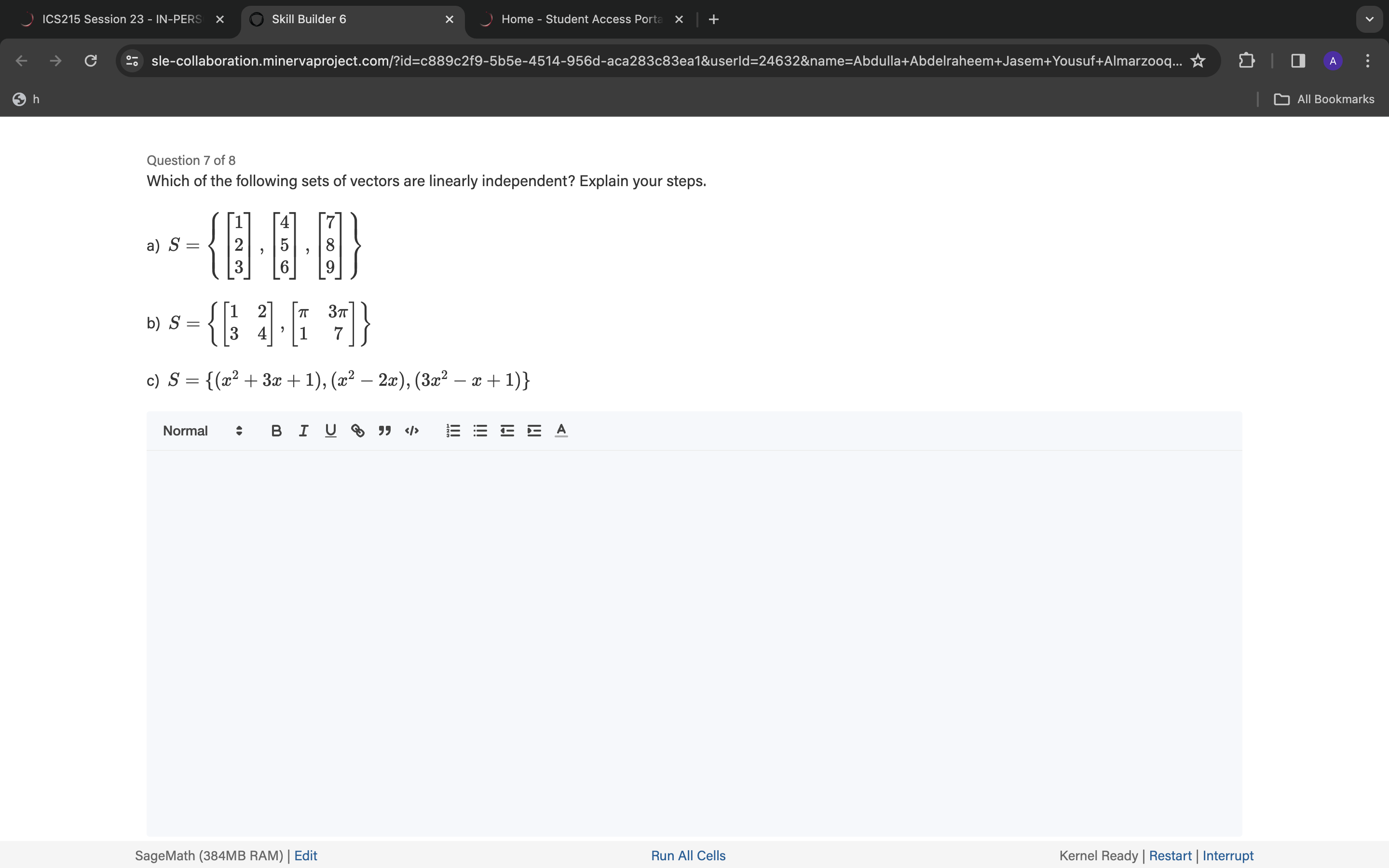 Solved Question 7 ﻿of 8Which of the following sets of | Chegg.com