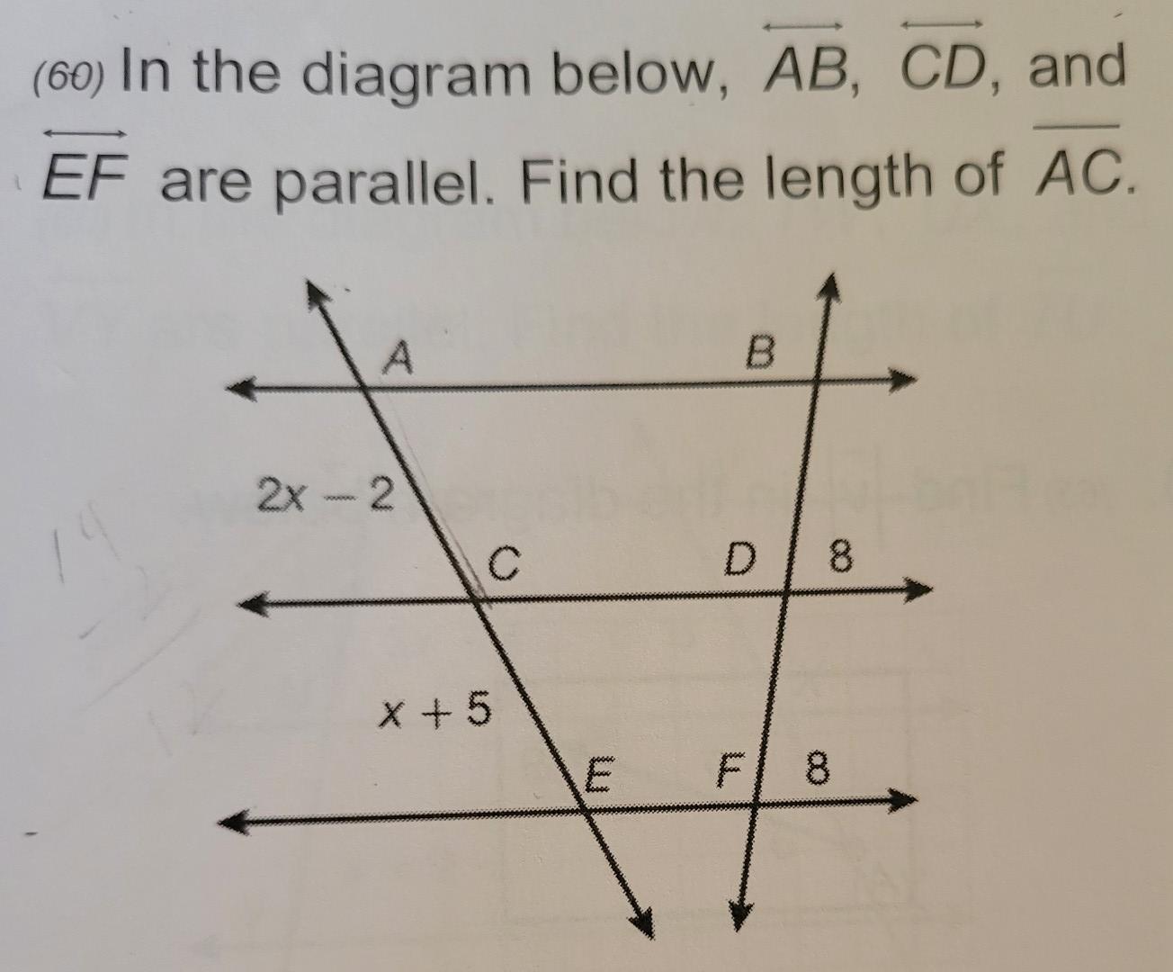 Solved (60) In the diagram below, AB, CD, and EF are | Chegg.com