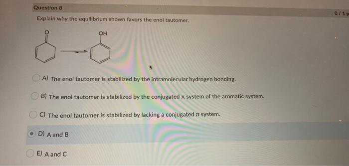 Solved Question 8 011 Explain why the equilibrium shown | Chegg.com