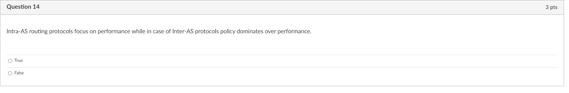Solved Question 14Intra-AS routing protocols focus on | Chegg.com