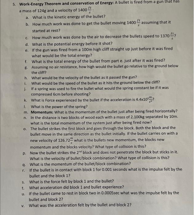 Solved Work-Energy Theorem and conservation of Energy: A | Chegg.com