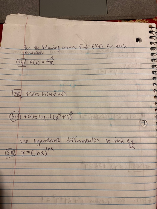 Solved For the following exercise find Function. f'(x) for | Chegg.com