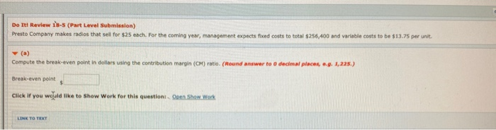 Solved Do Itt Review 18-5 (Part Level Submission) Presto | Chegg.com