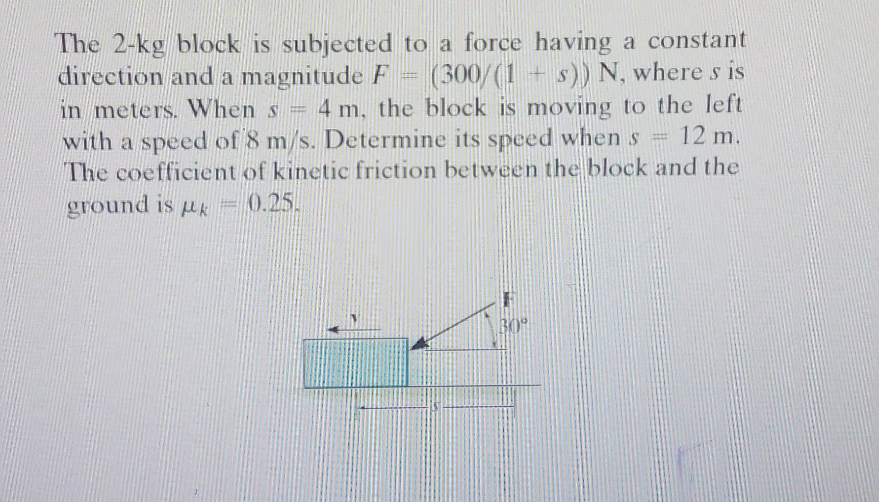 Solved The 2-kg block is subjected to a force having a | Chegg.com