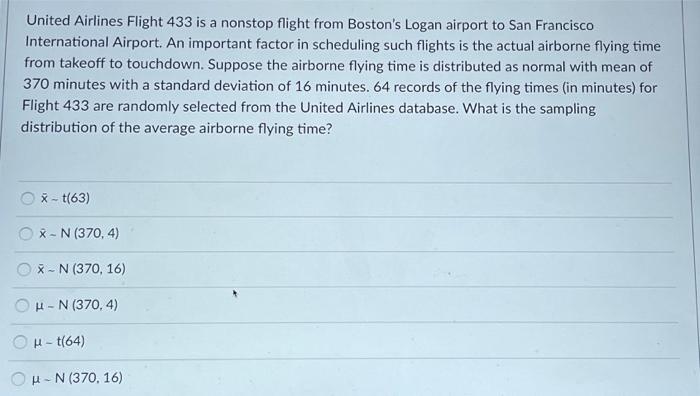 Solved United Airlines Flight 433 is a nonstop flight from | Chegg.com