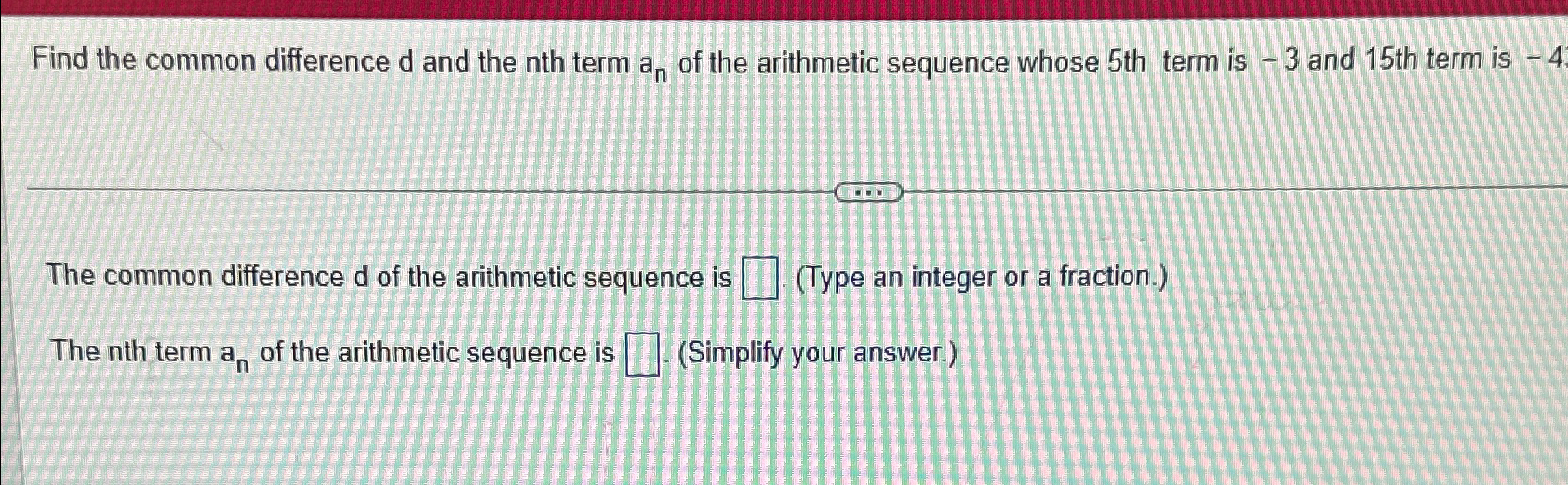 Solved Find the common difference d ﻿and the nth term an ﻿of | Chegg.com