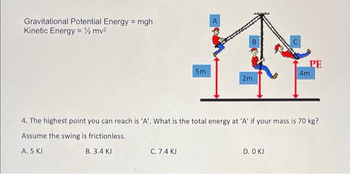 Solved Gravitational Potential Energy =mgh Kinetic Energy | Chegg.com