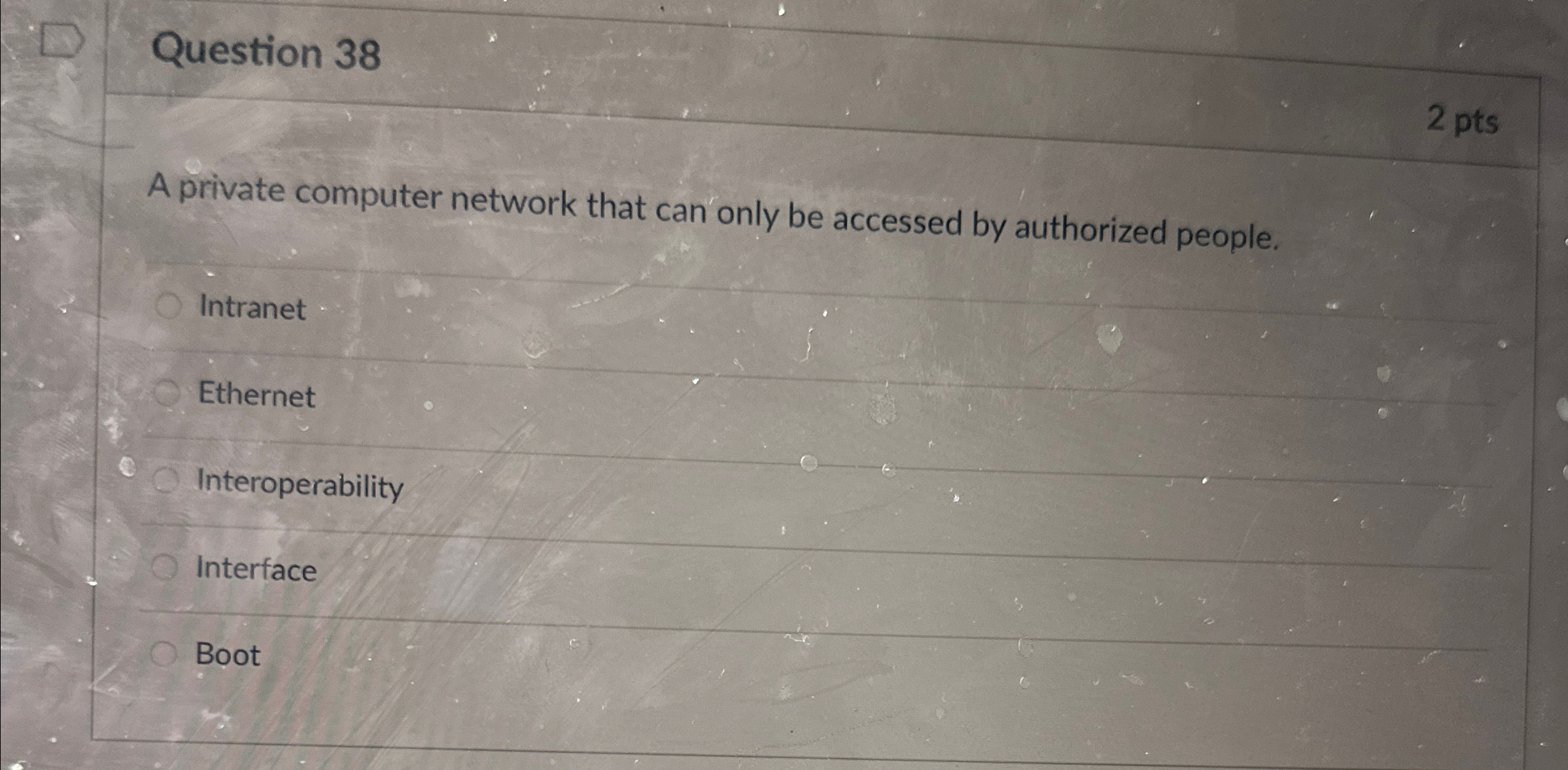 Solved Question 382 ﻿ptsA private computer network that can | Chegg.com