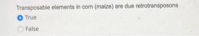 Solved Transposable elements in corn (maize) are due | Chegg.com