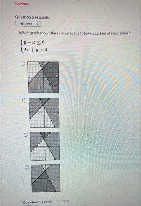 Solved Which graph shows the solution to the following | Chegg.com