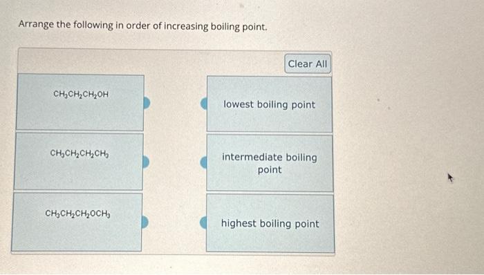 Solved Arrange the following in order of increasing boiling | Chegg.com