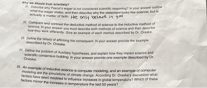 Solved Why we should trust scientists? 21. Describe why | Chegg.com