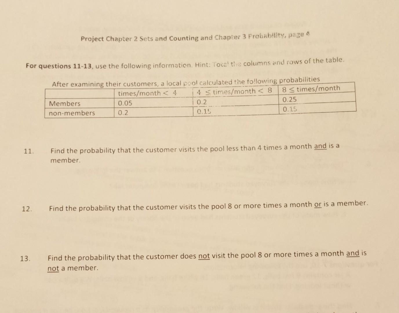 Solved For questions 11-13, use the following information. | Chegg.com