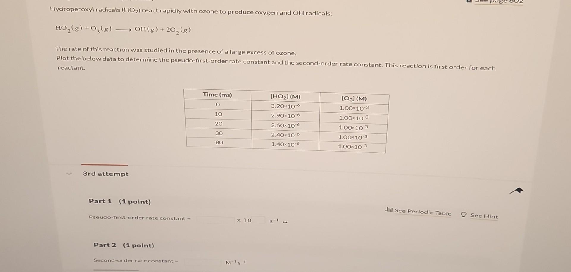 Solved Hydroperoxyl radicals (HO2) react rapidly with ozone | Chegg.com